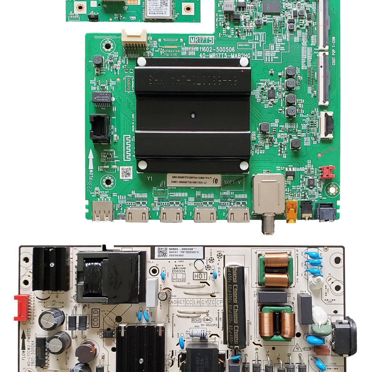 65S455 TCL TV Repair Parts Kit, 30800-000498 Main Board, 30805-000208 ...
