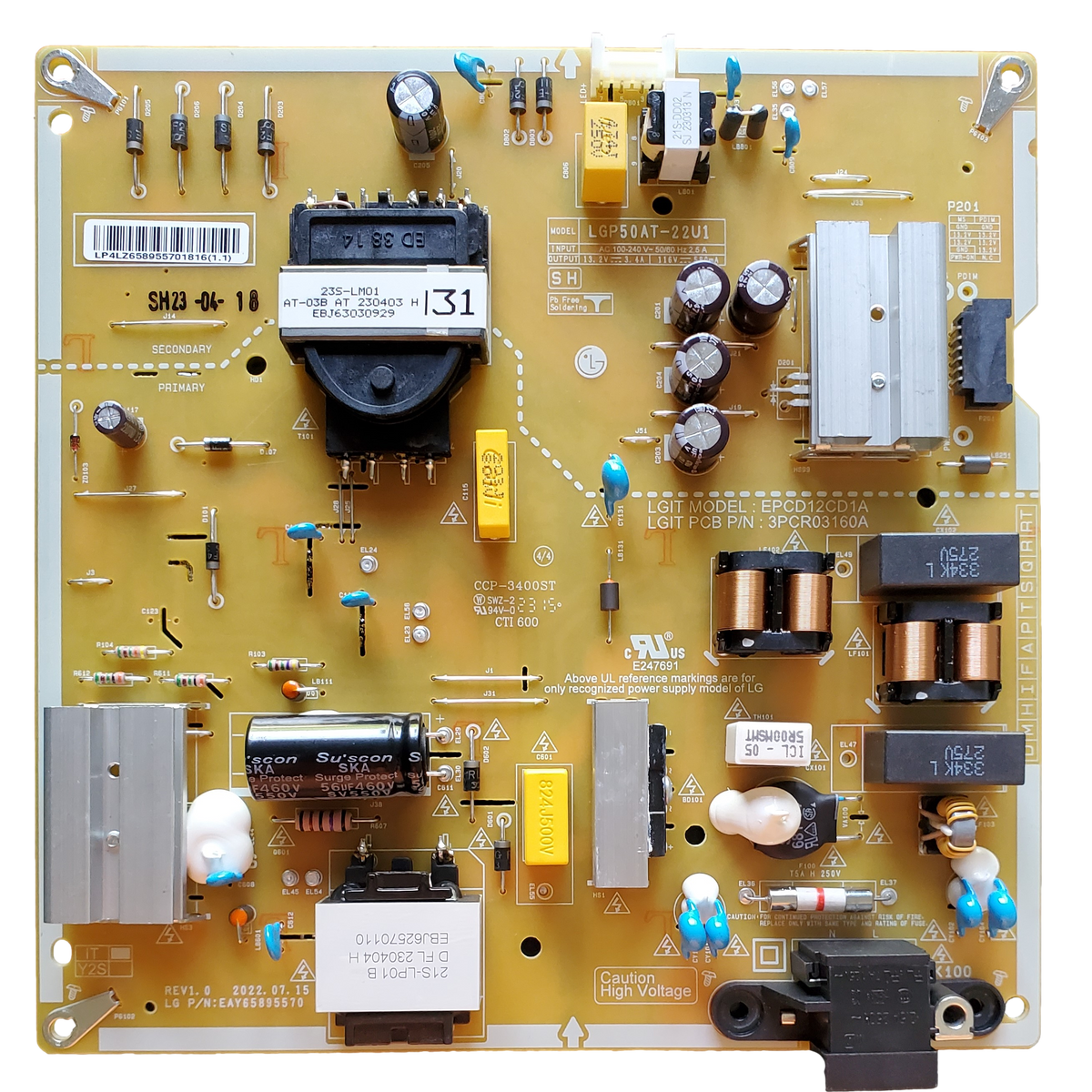 EAY65895570 LG Power Supply, EAY65895570, LGP50AT-22U1, EPCD12CD1A, SP ...