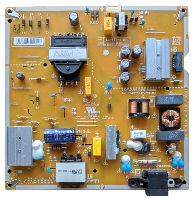 EAY65895656 LG Power Supply, EAX69502604(1.0), LGP55T-21U1, 3PCR03126A ...
